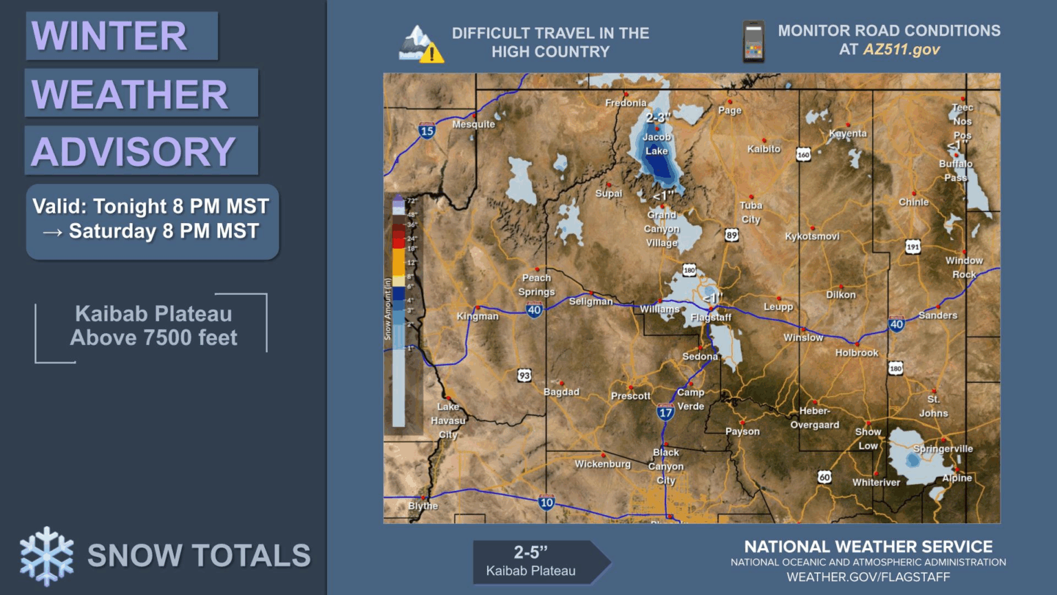 Friday Forecast Winter Weather Advisory Kaibab Plateau My Radio Place